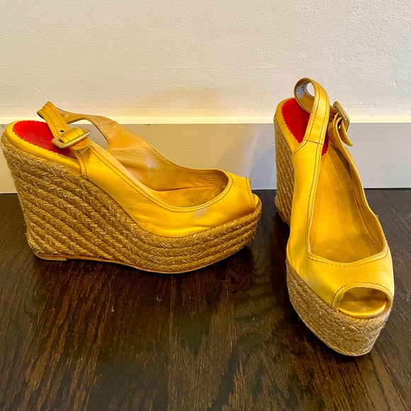 Shoes | Christian Louboutin Yellow Wedges | Poshmark